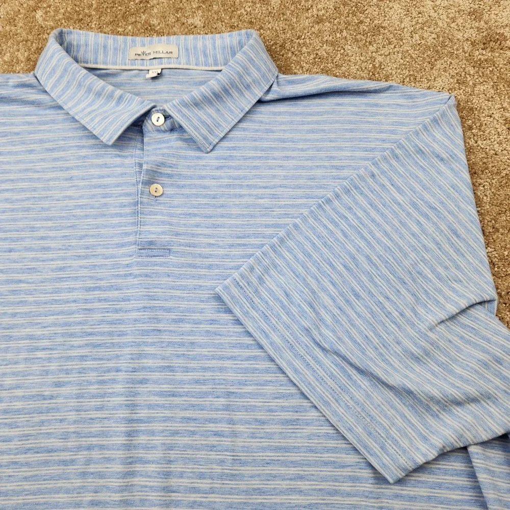 Peter Millar | Shirts | Peter Millar Mens Xxl Blue Striped Short Sleeve ...